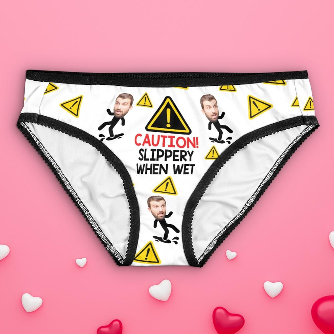 Personalized Photo Women's Briefs, Caution Slippery When Wet, Custom ...