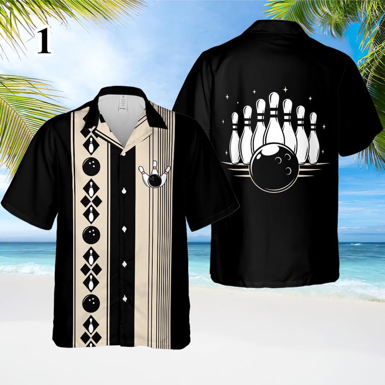 Personalized Retro Bowling Hawaiian Shirt, Custom Name Bowler Button ...