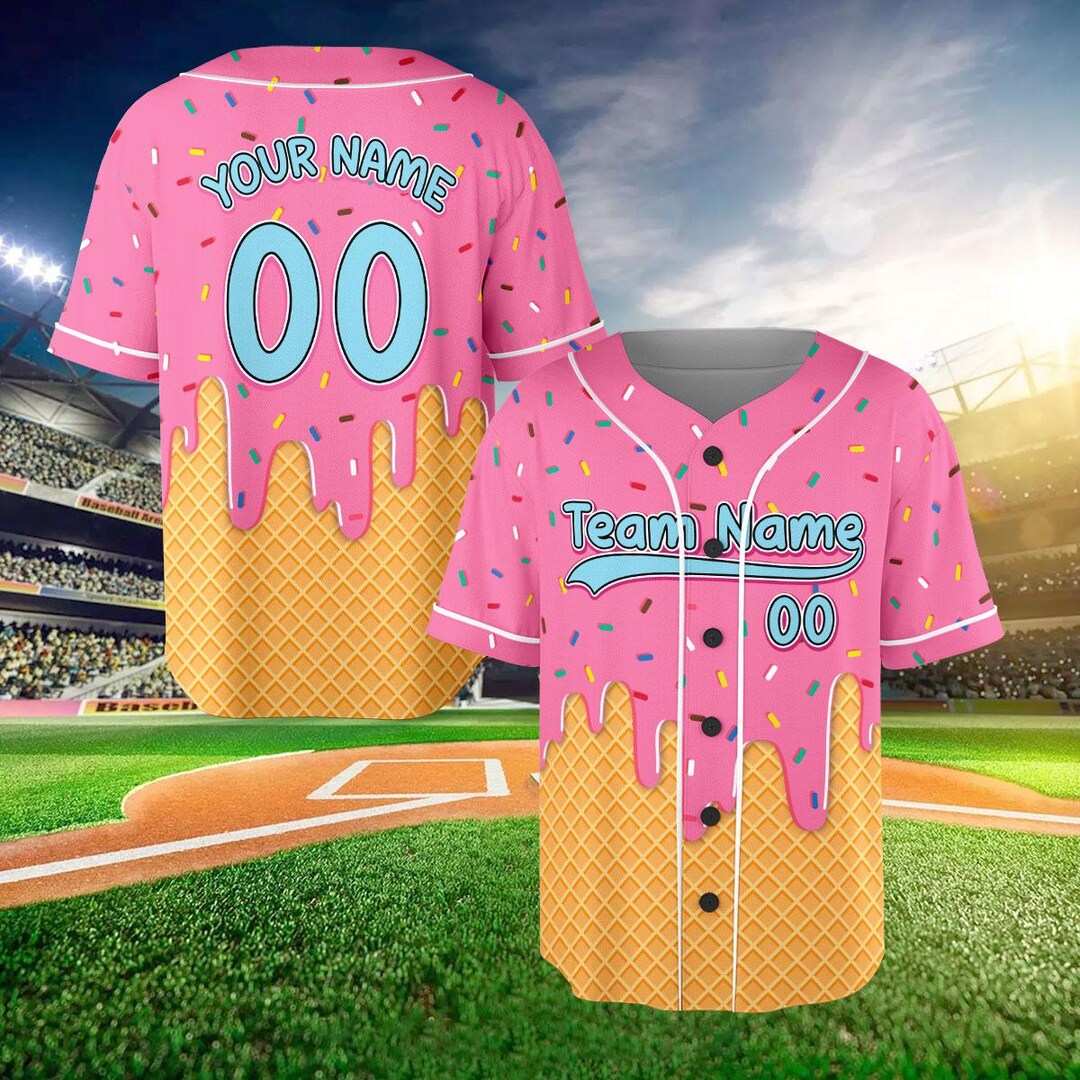Ice Cream Drip Baseball, Personalized Baseball Jersey, Custom Baseball ...