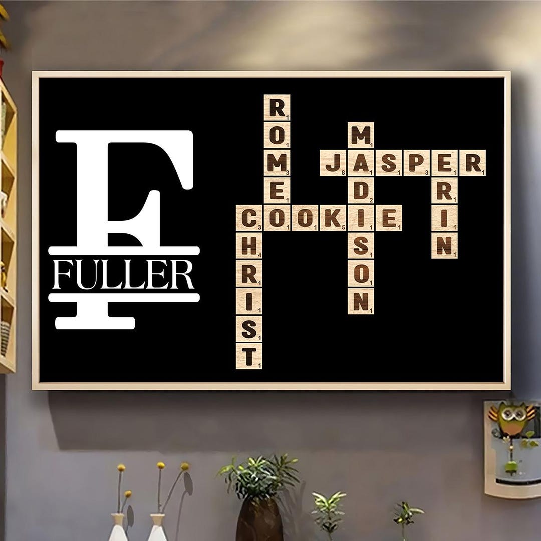 Personalized Family Crossword Poster, Custom Crossword, Family Name Art ...