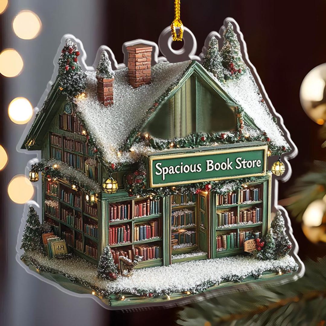 Personalized Bookstore Ornament, Boo Ornament, Bookshelf Ornament, Christmas Ornament, Bookstore ...