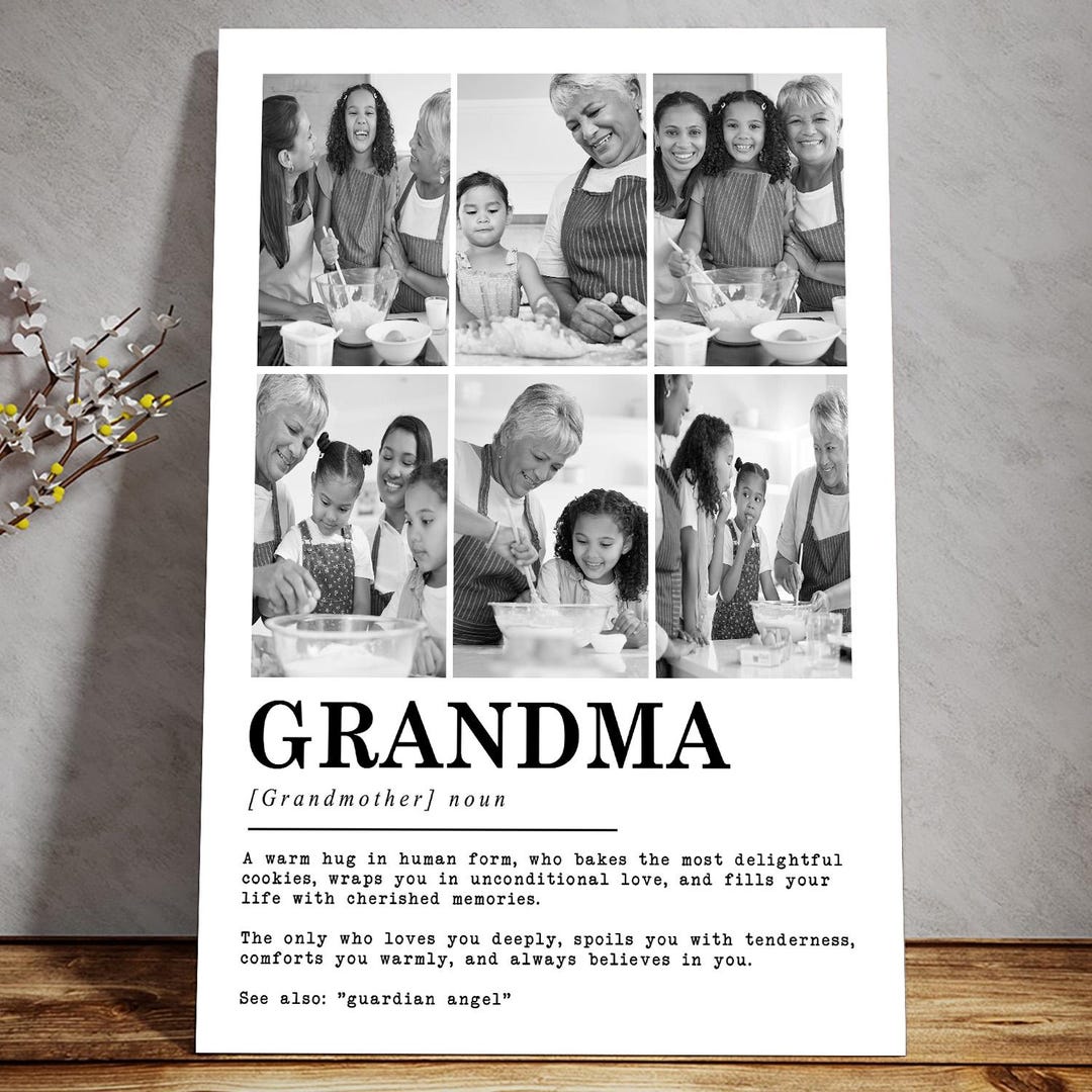 Personalized Grandma Definition Poster, Custom Photo Mimi, Grandma ...