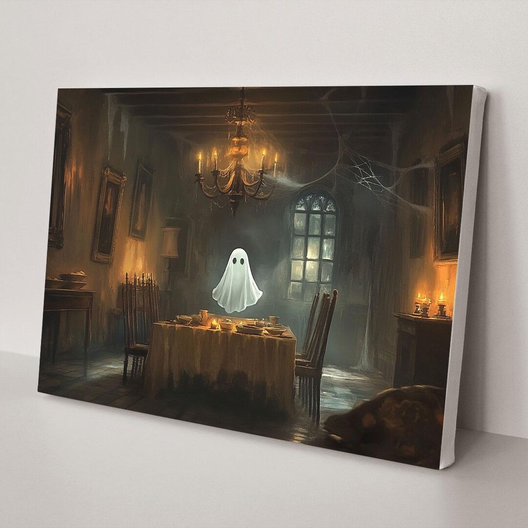 Ghost Dining Table Wall Art Halloween Decor, Gothic Art Dark Haunting ...