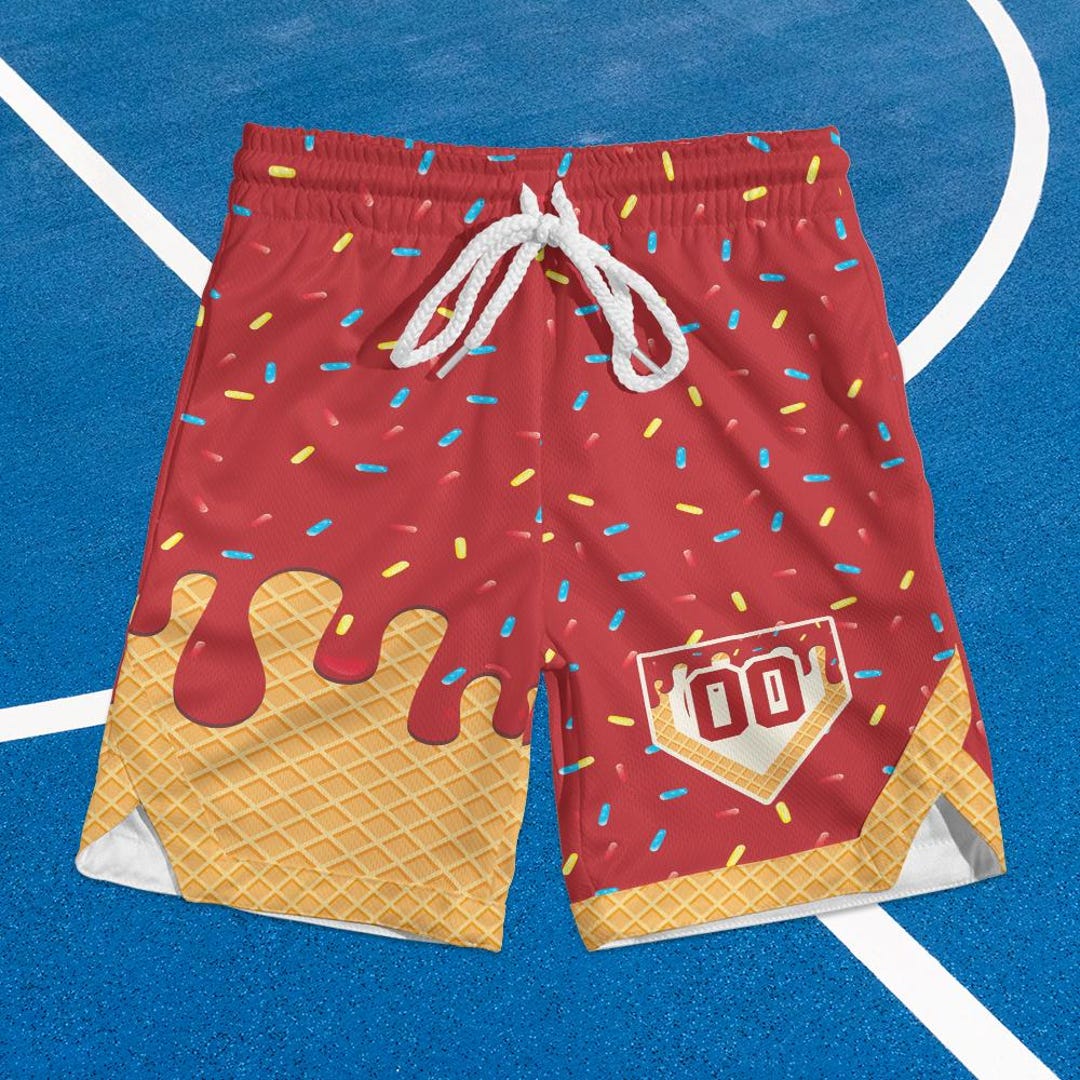 Ice Cream Drip Shorts, Youth Drip Baseball Shorts, Custom Jersey Shorts ...