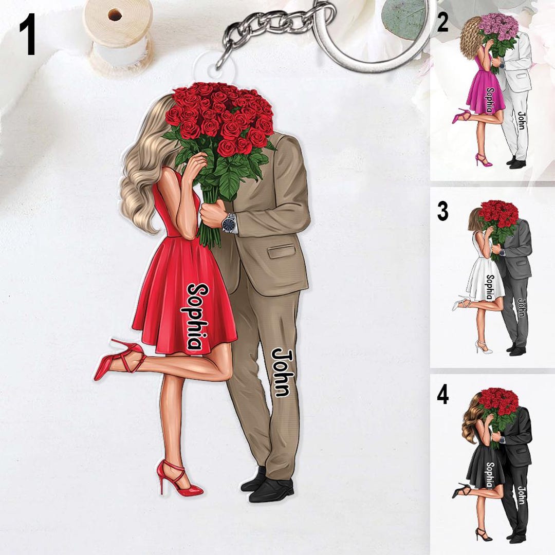 Personalized Couple Kissing Acrylic Keychain Gift for Couples ...