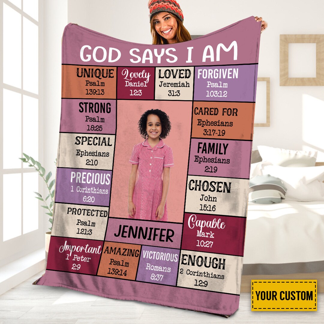 God Says I Am Blanket, Personalized Photo Blanket, Personalized ...