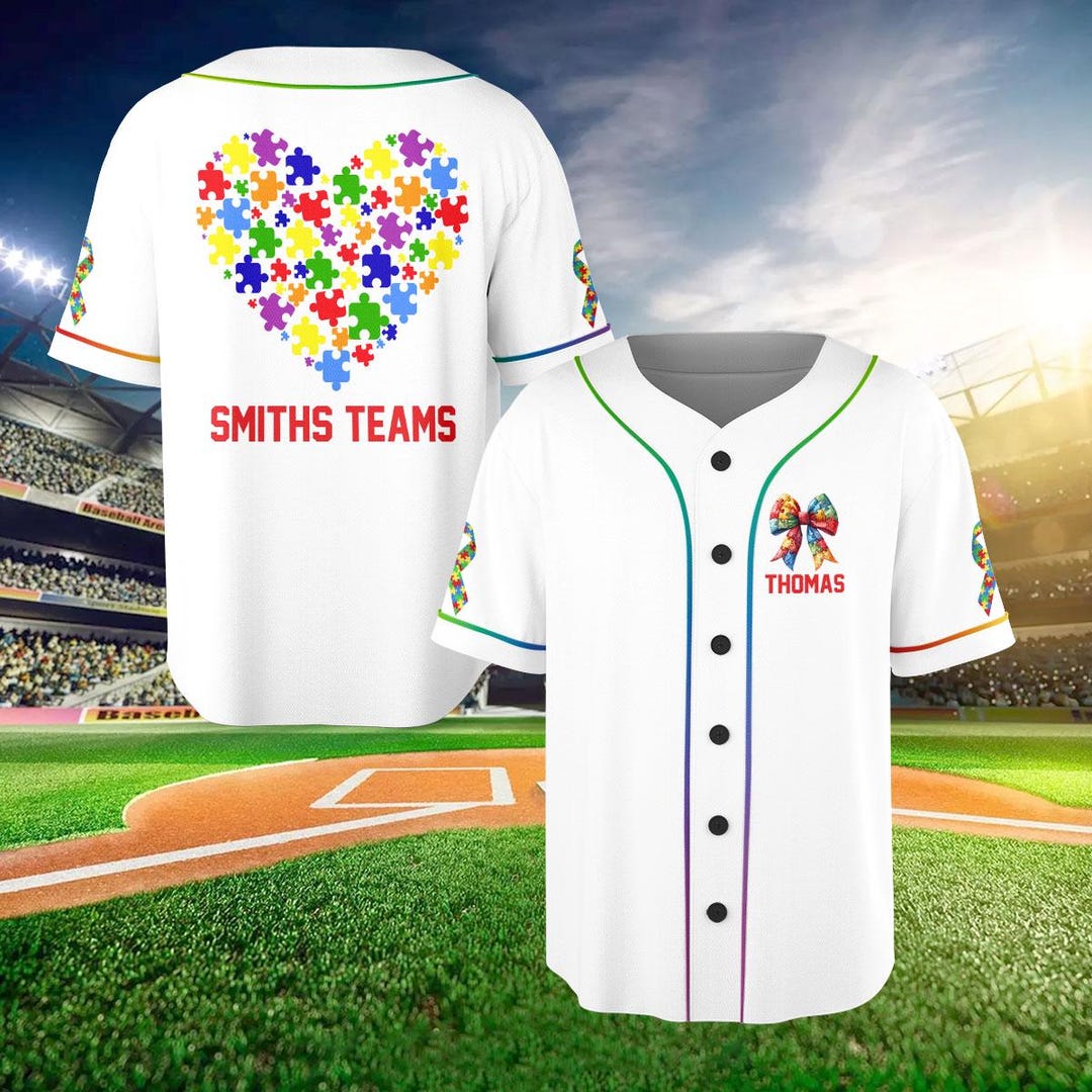 Personalized Autism Baseball Jerseys, Custom Name Puzzle Autism Shirt ...