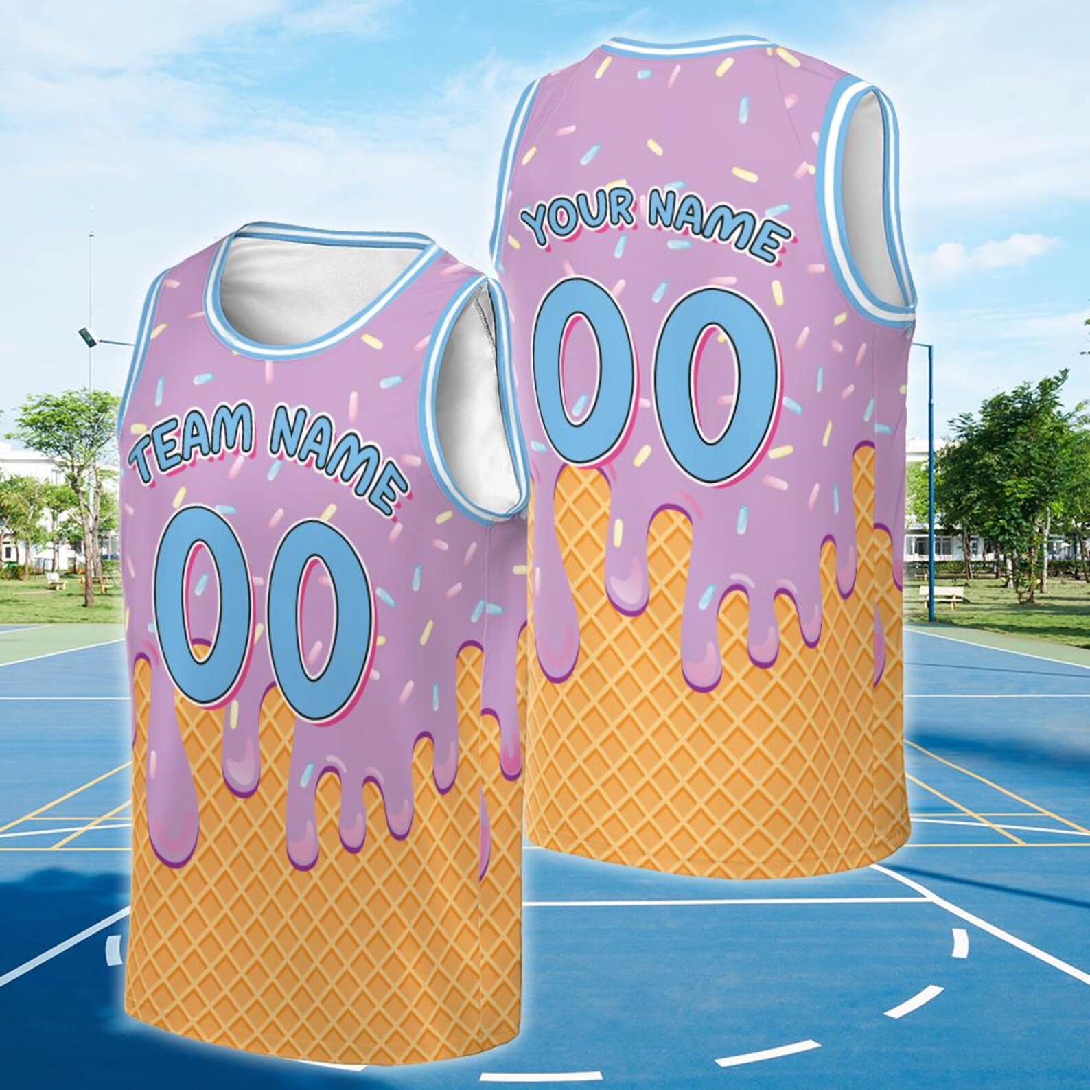 Personalized Ice Cream Drip Basketball Jersey, Custom Basketball Jersey ...