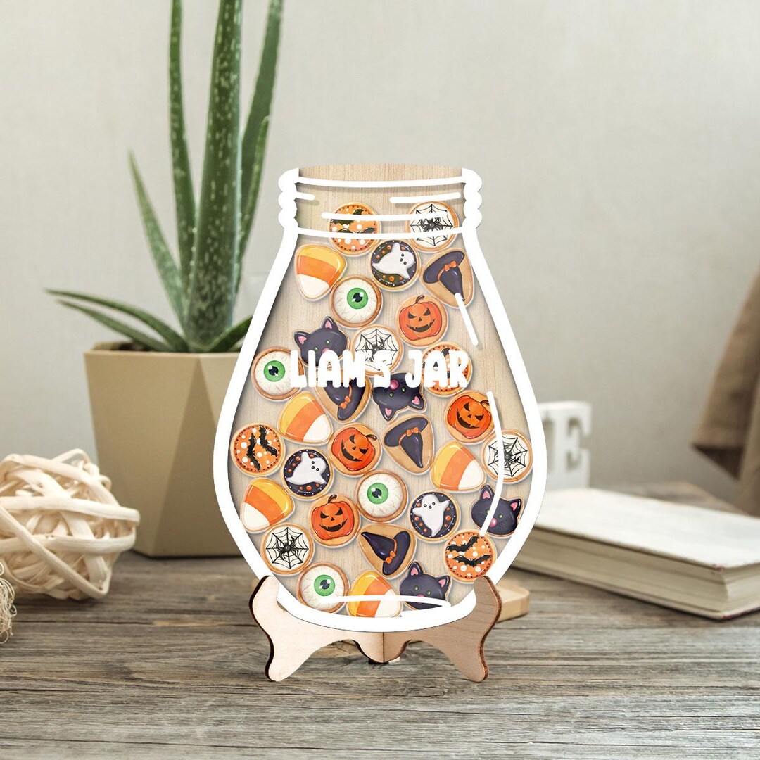Personalized Kid Halloween Reward Jar, Custom Reward Jar and Tokens ...