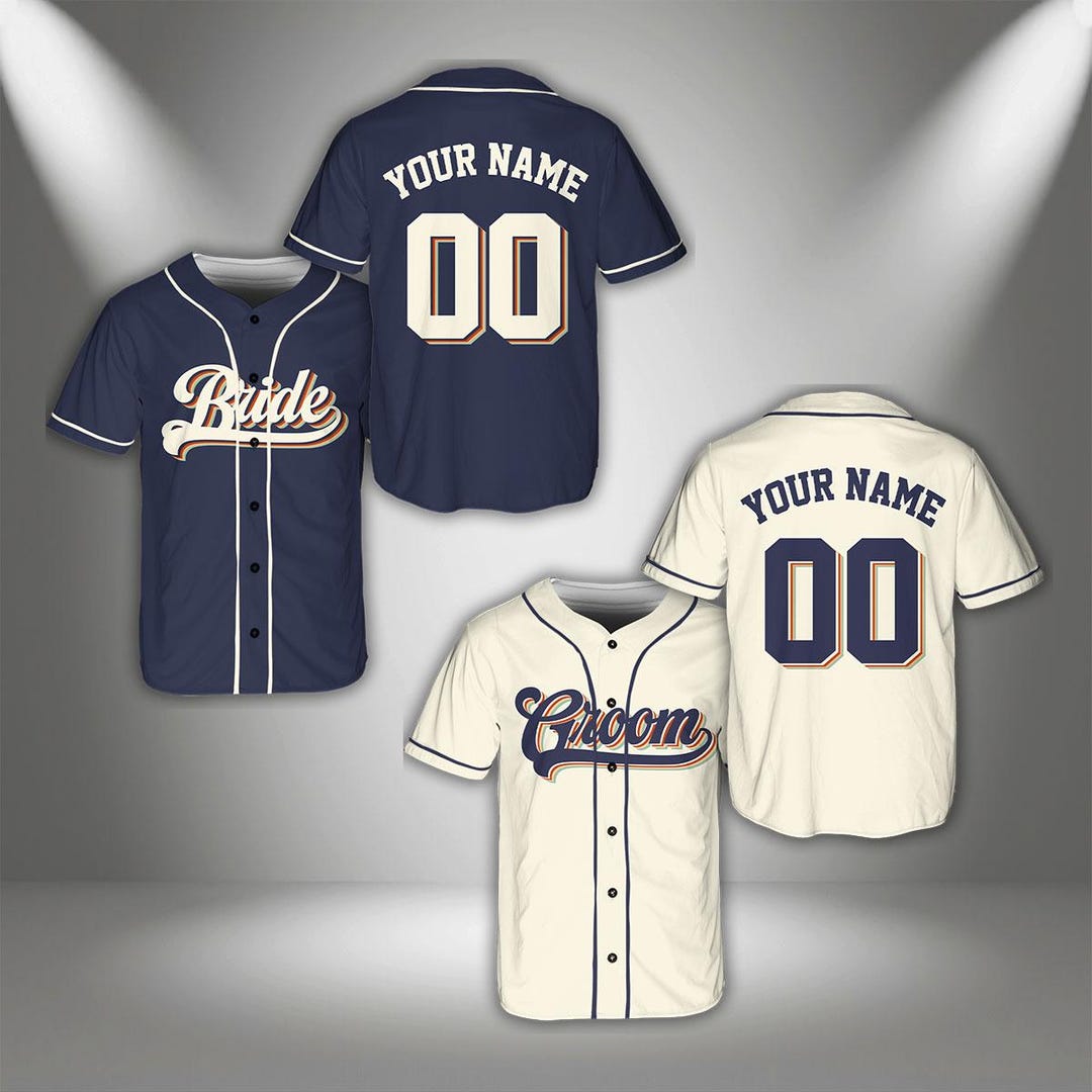 Personalized Bride and Groom Baseball Jersey, Wedding Couple Matching ...