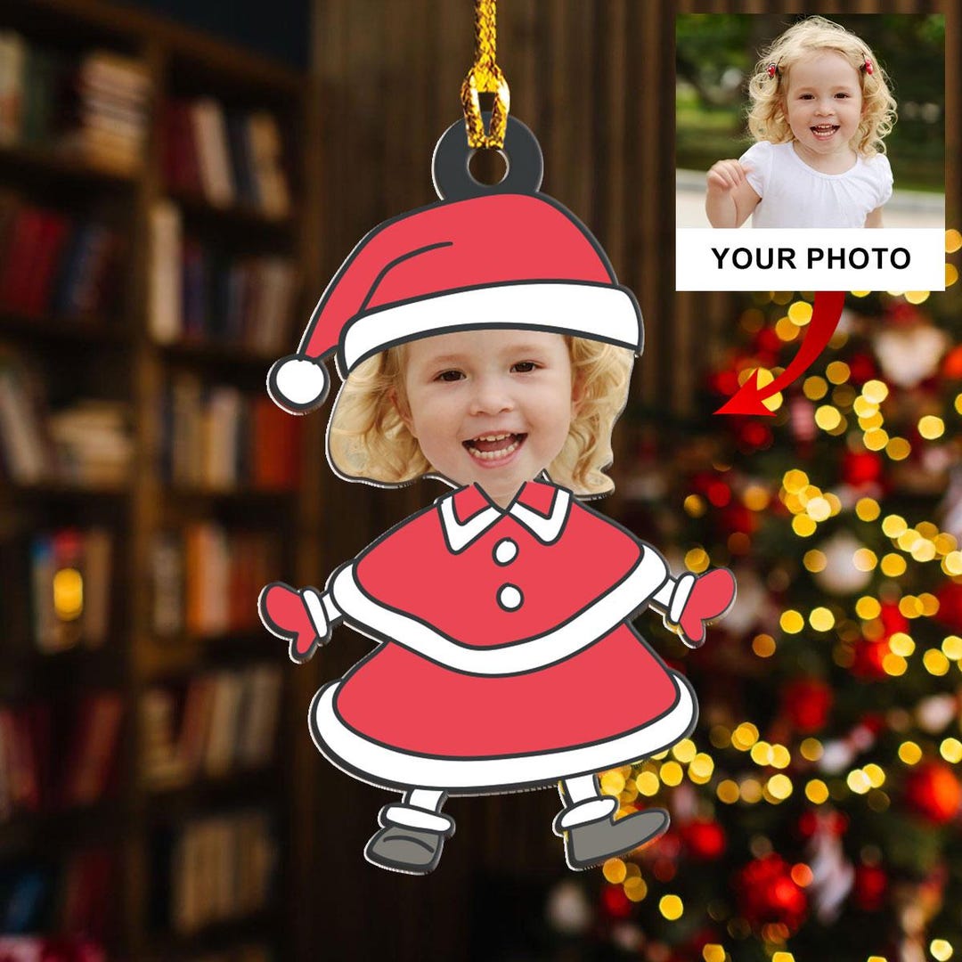 Personalized Face Photo 2d Flat Ornament, Custom Face Christmas Costume ...