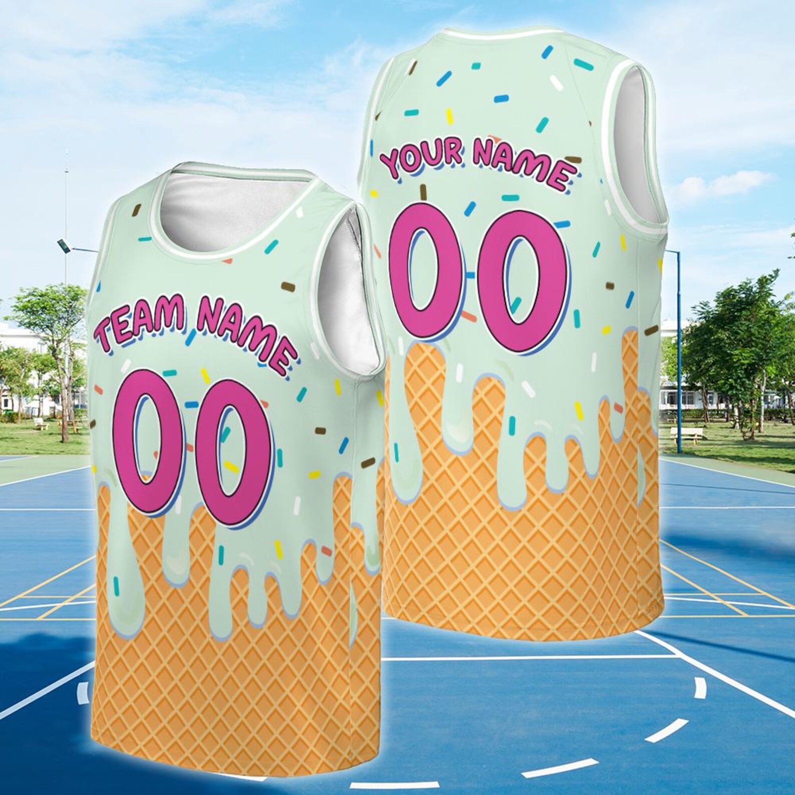 Personalized Ice Cream Drip Basketball Jersey, Custom Basketball Jersey ...