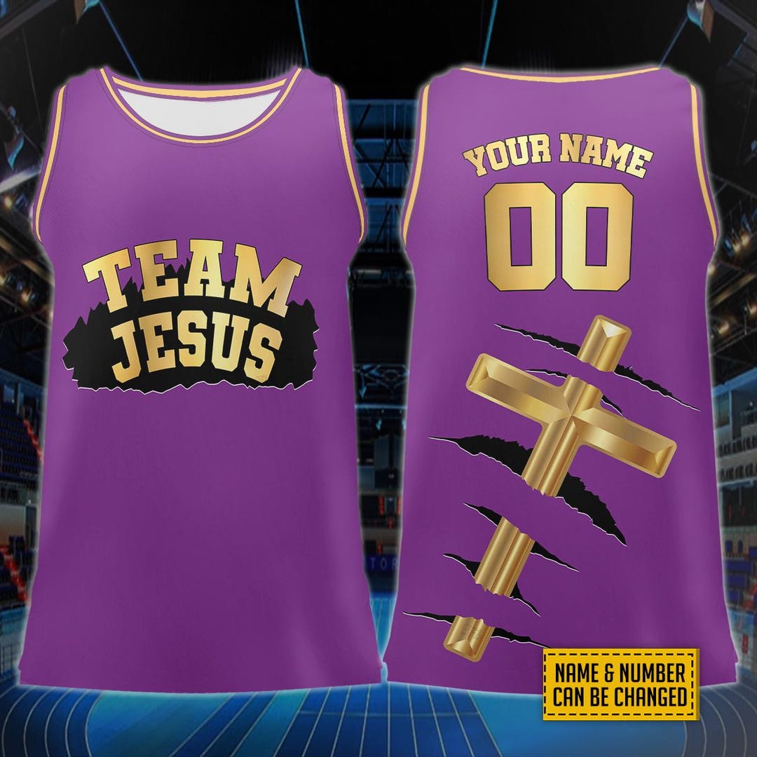 Customized Name & Number Team Jesus Christian Cross Jersey Tank Top ...