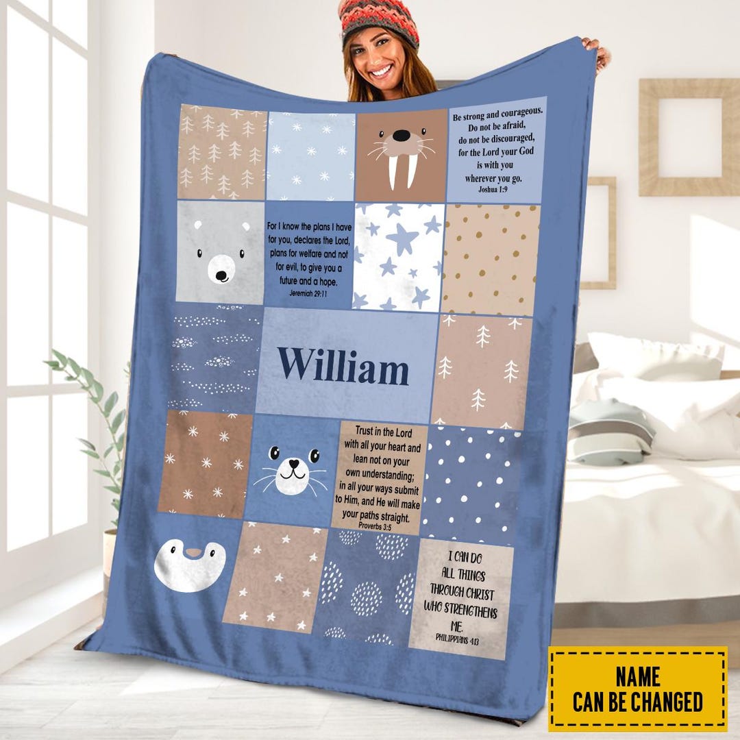 Personalized Scripture Blanket, Baptism Gift for Boy, Christian Gift ...