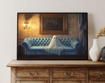 Ghost on Couch Wall Art Halloween Decor Gothic Art Dark Academia ...