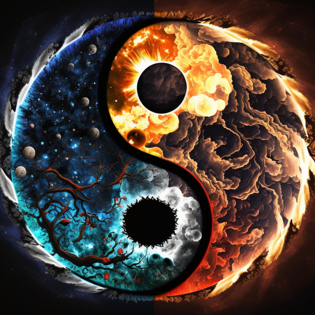 Yin and Yang flower and Fire Bold Colors, Entrance Hallway, Bold ...