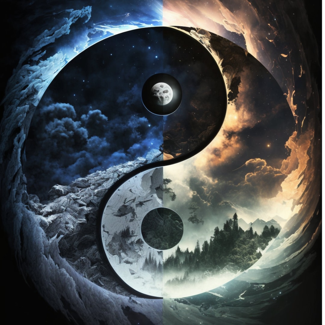 Yin and Yang forest and Night Entrance Hallway - Etsy