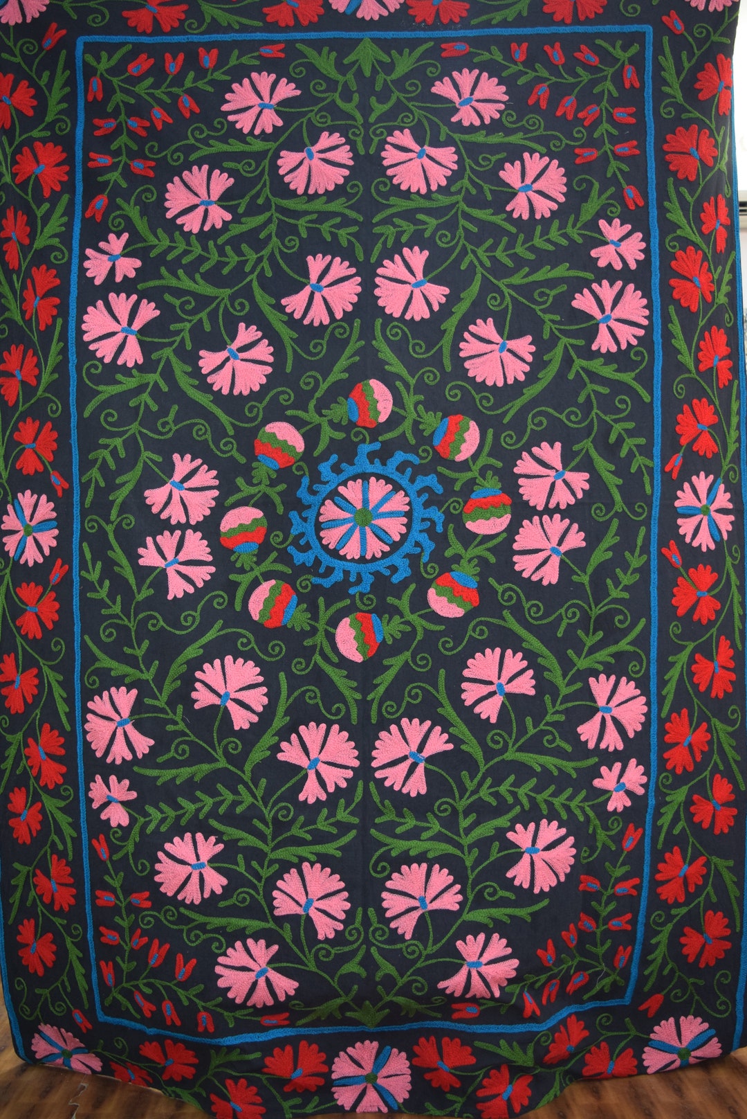 Cotton Suzani Bedspread, Suzani Bedcover,cotton Embroidery Suzani Wall ...