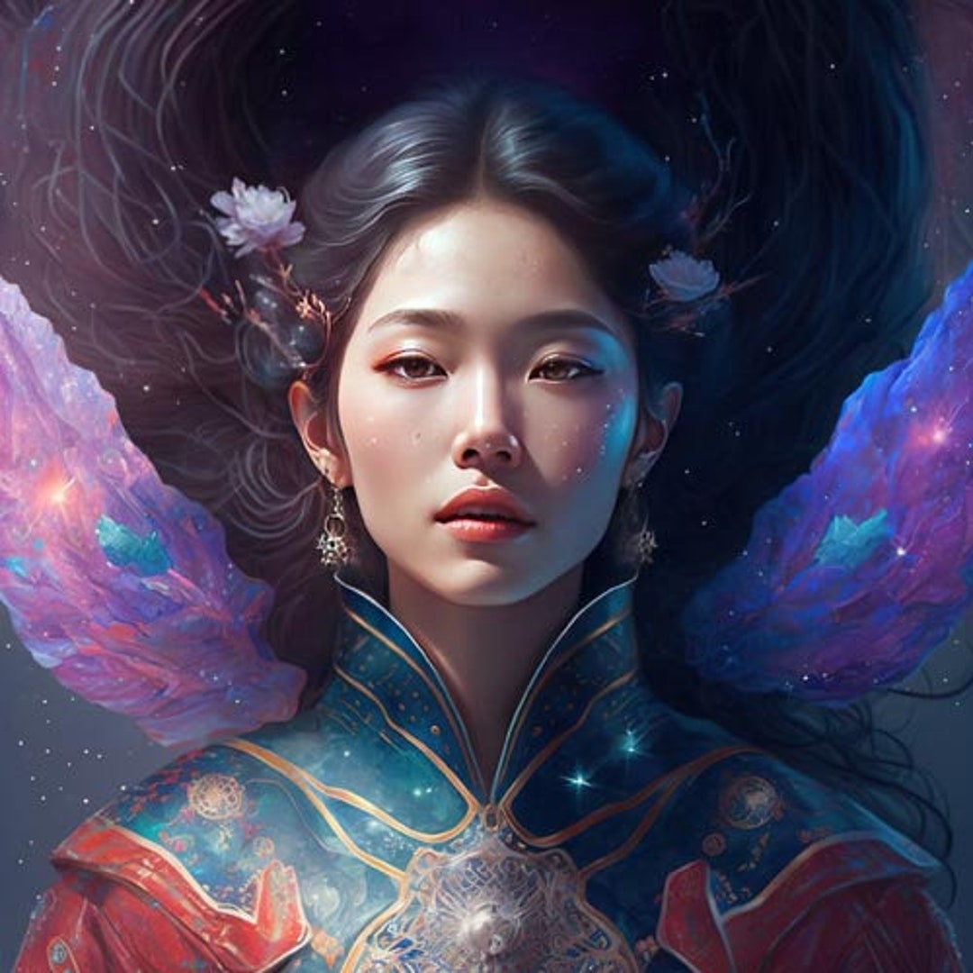 Cosmic Korean Woman 4 Digital Art Print Ai Generated Wall Etsy