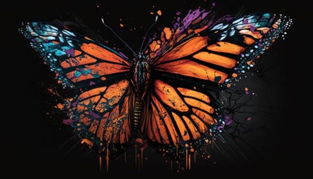 Abstract Monarch Butterfly 1 Digital Art Print, AI Generated, Wall Art ...