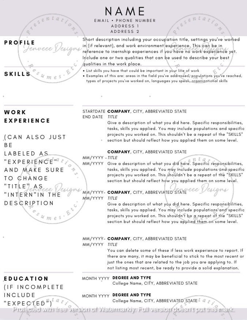 New Grad Resume Template (for Canva) - Etsy