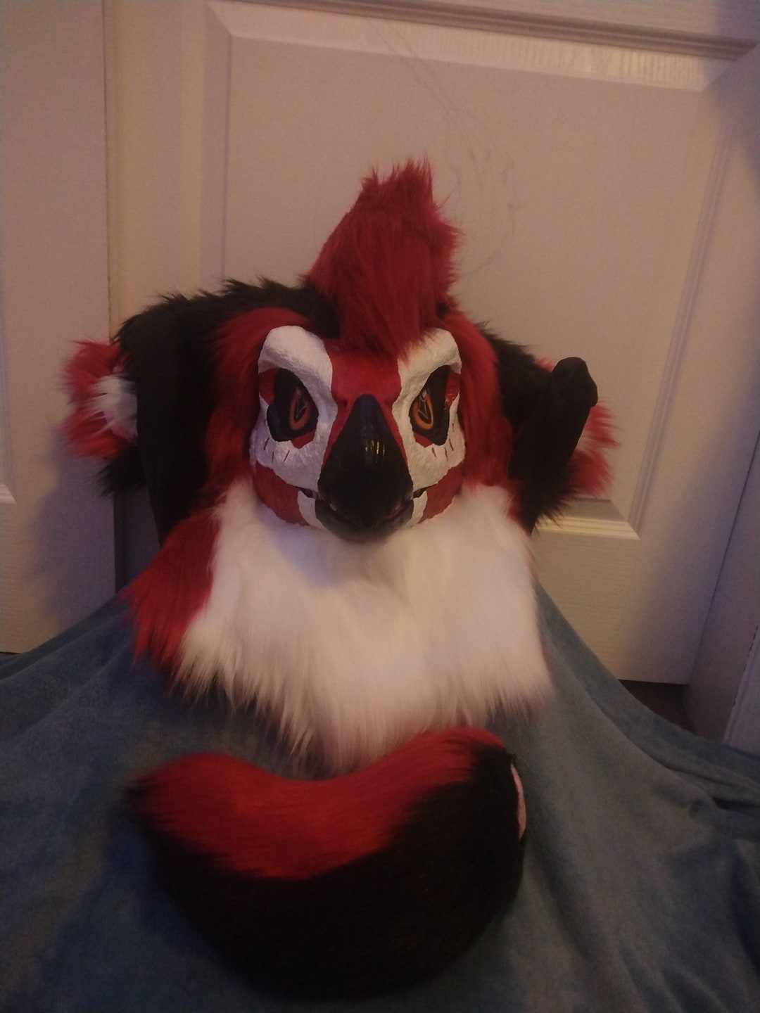 Fully Furred and Lined Dino Mask Head W/mohawk and Ram Horns + Nub Tail ...
