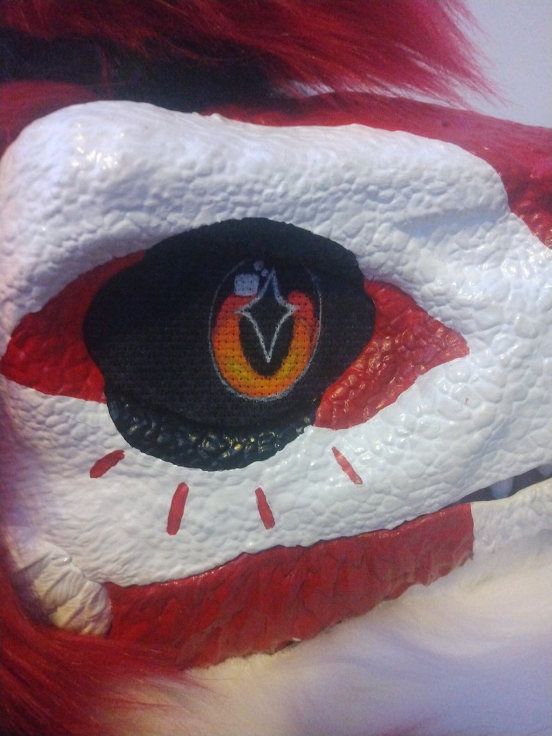 Fully Furred and Lined Dino Mask Head W/mohawk and Ram Horns Nub Tail ...