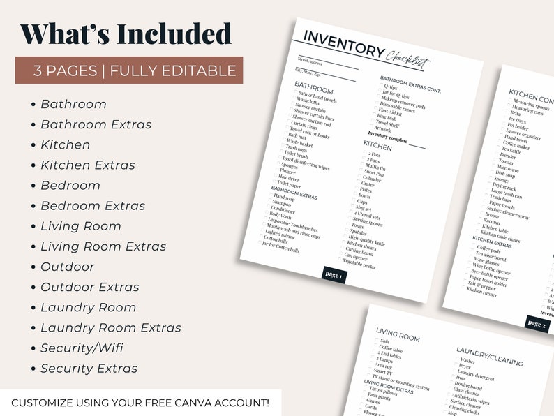 Airbnb Inventory Checklist Template | Airbnb Host Checklist | Vacation ...