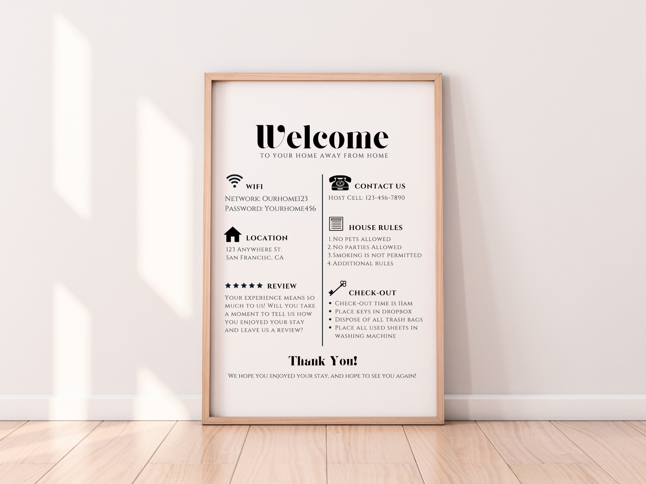 Airbnb Welcome Sign Template Canva | Airbnb Printable | Airbnb Sign ...