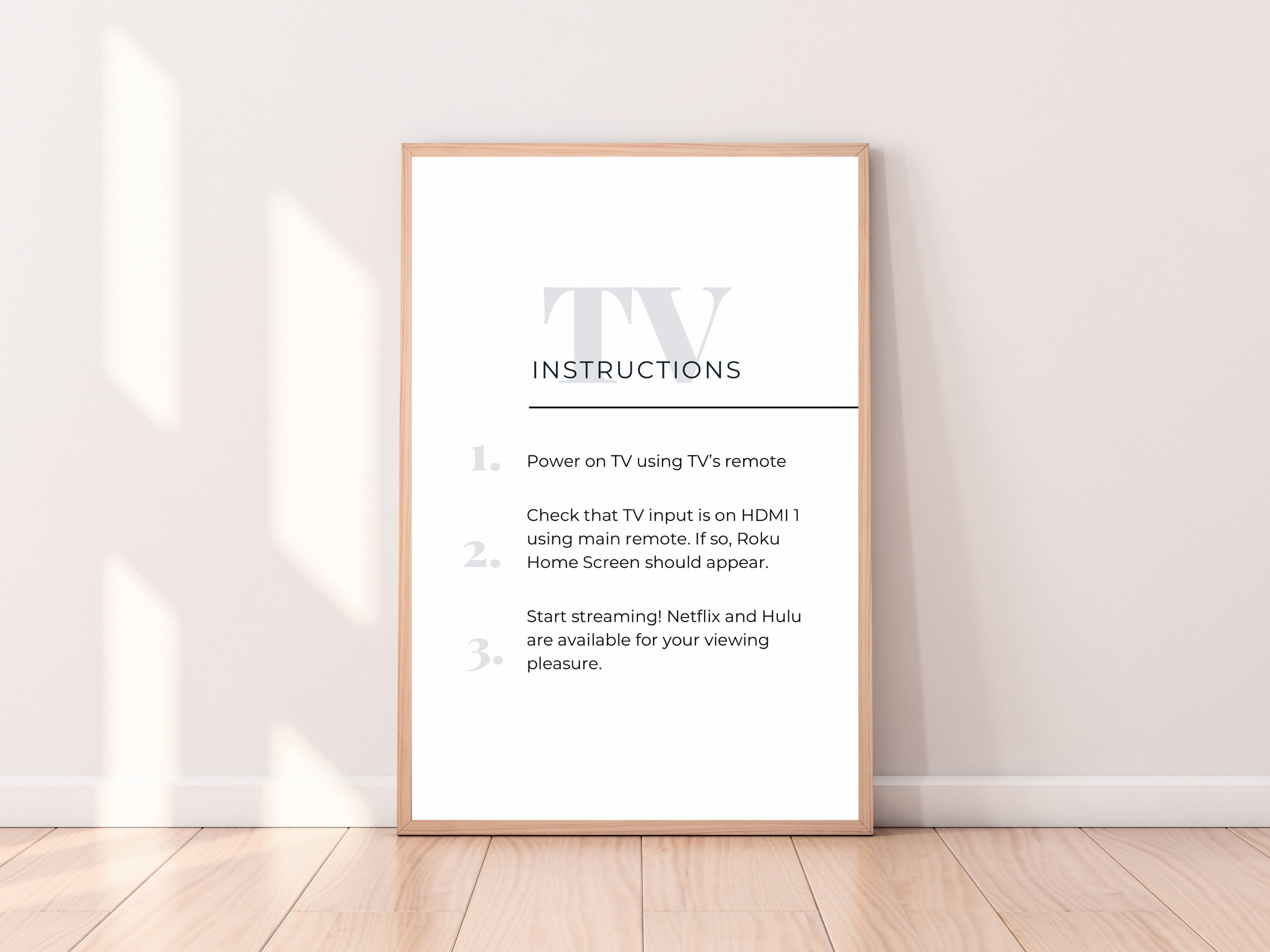 Airbnb TV Instructions Sign TV Instructions Sign Vacation Rental Tv ...