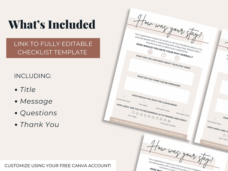 Airbnb Guest Feedback Form for Vacation Rental, Feedback Form, Guest ...