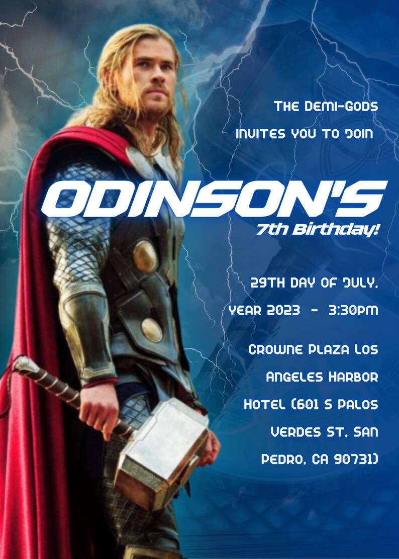 Thor Themed Birthday Invitation Template Digital Editable - Etsy
