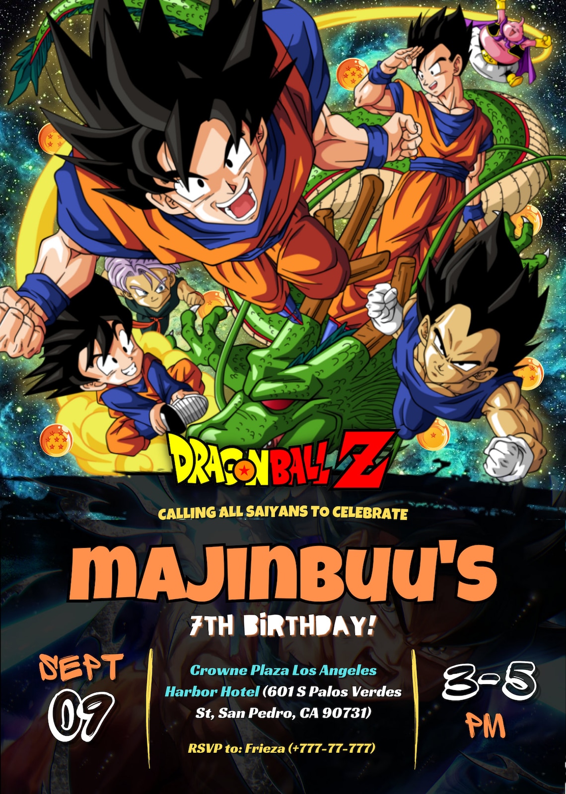 Dragon Ball Birthday Invitation Template Son Goku Editable - Etsy