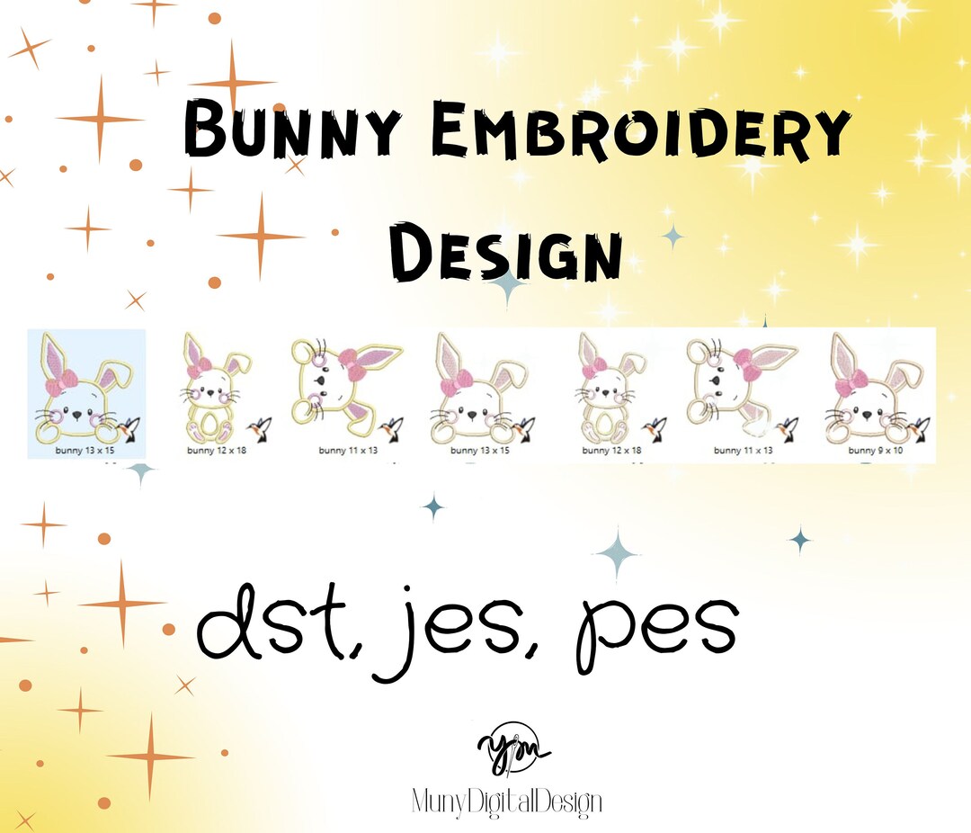 Cute Bunny Design Embroidery File Instant Download Pes, Jef, Dst. - Etsy