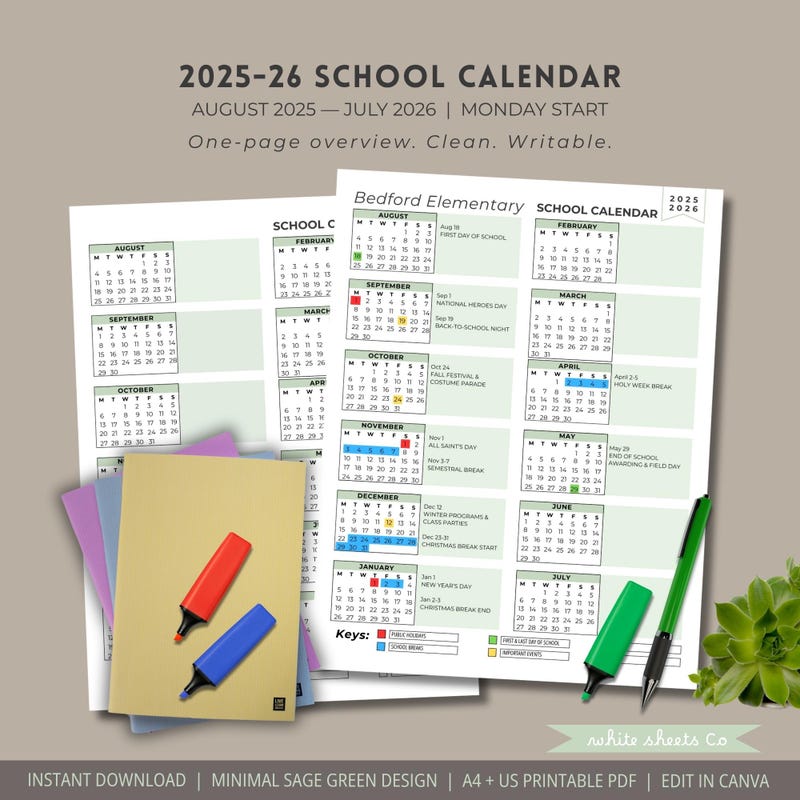 Dipped 2025 2026 School Calendar - Etsy Canada