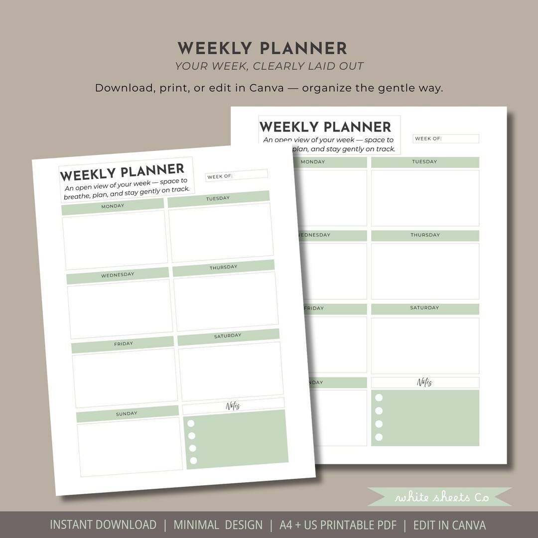 Printable Weekly Student Planner: Undated School Organizer (canva ...