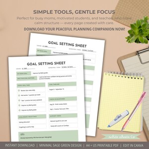 Student Goal Setting Sheet: Academic Planner, Canva Editable PDF - Etsy