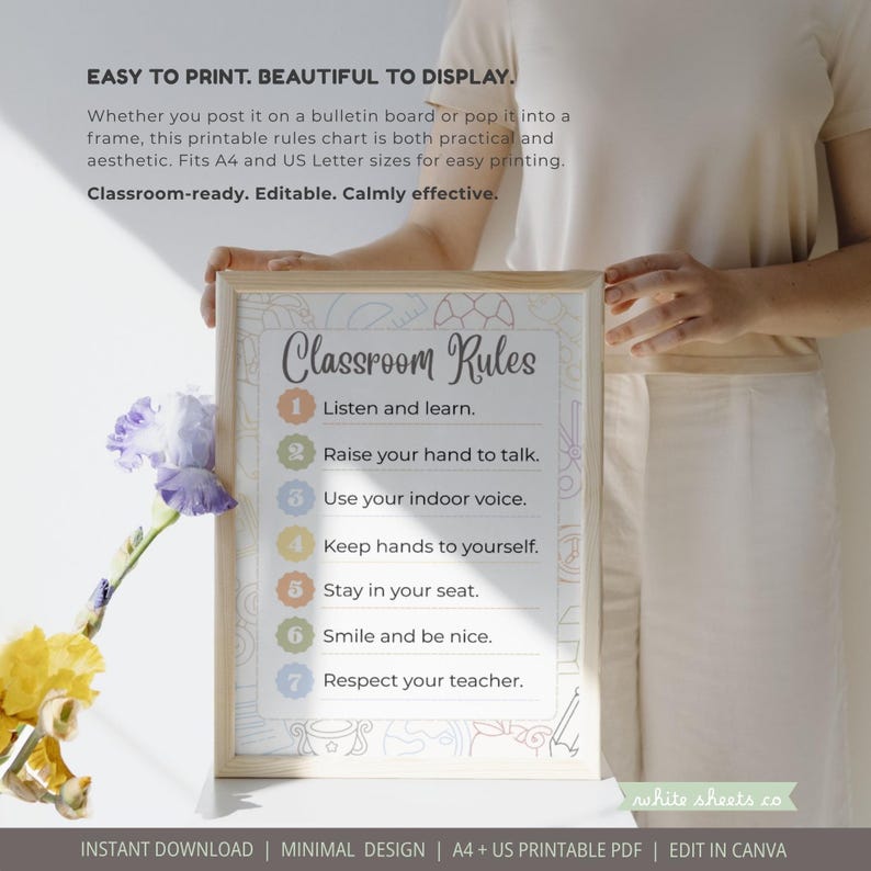 Editable Classroom Rules Poster: Printable Template for Teachers (PDF ...