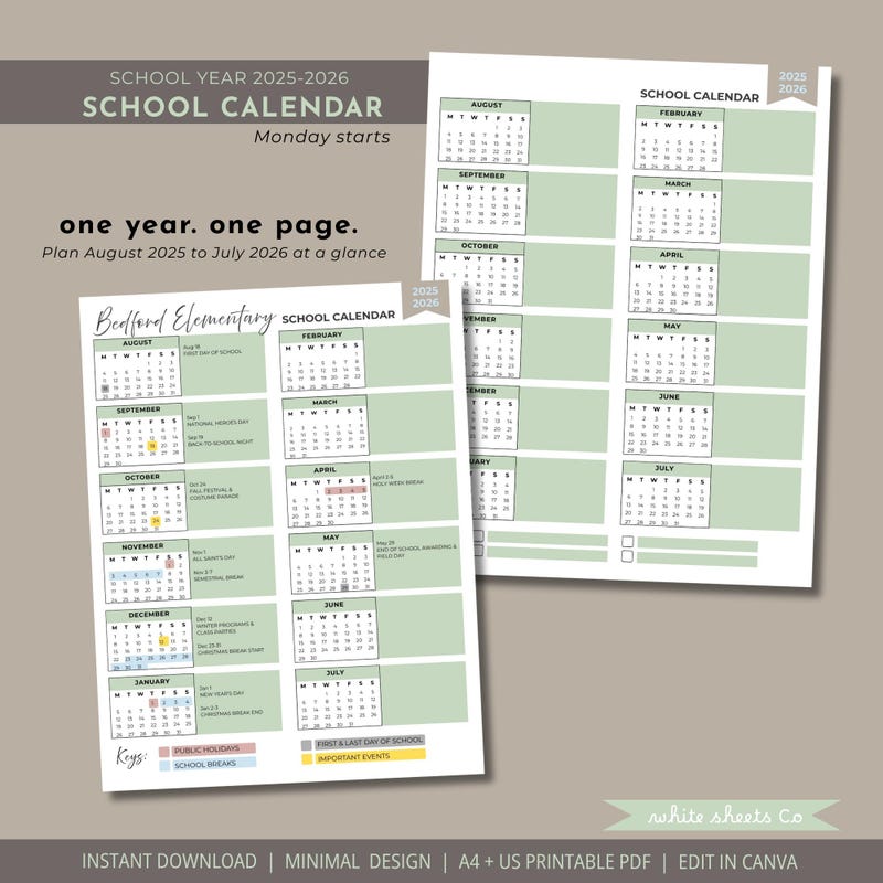 Editable school calendar 25 26 - Etsy België