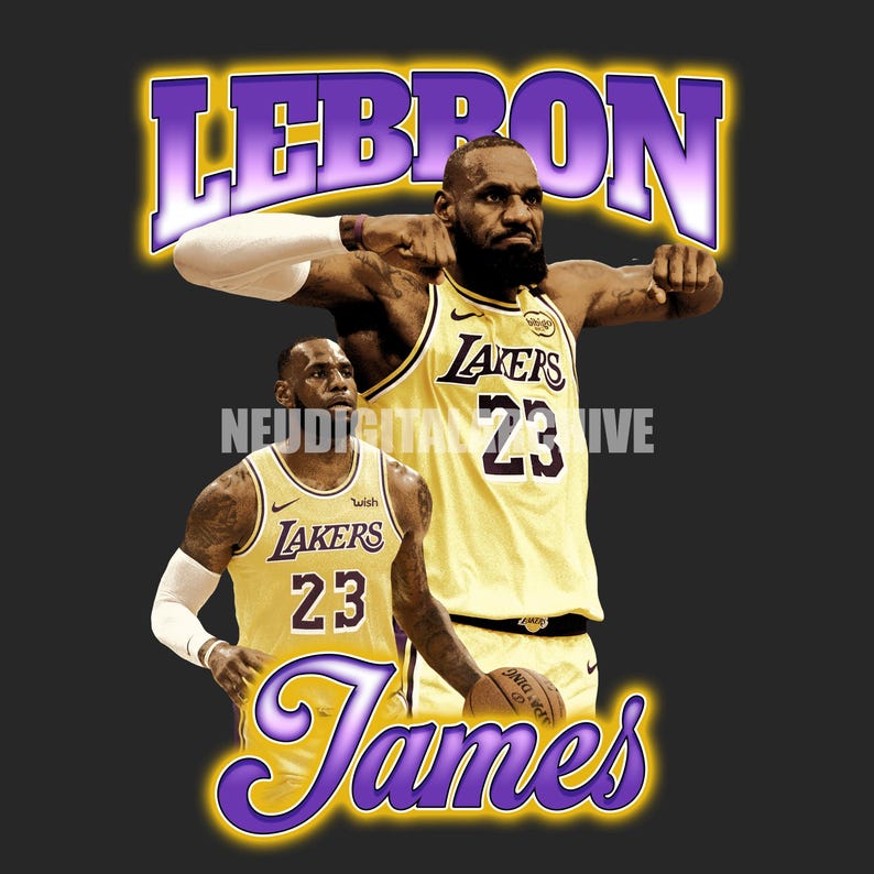 Lebron James Los Angeles Lakers Vintage Style PNG Digital Design ...