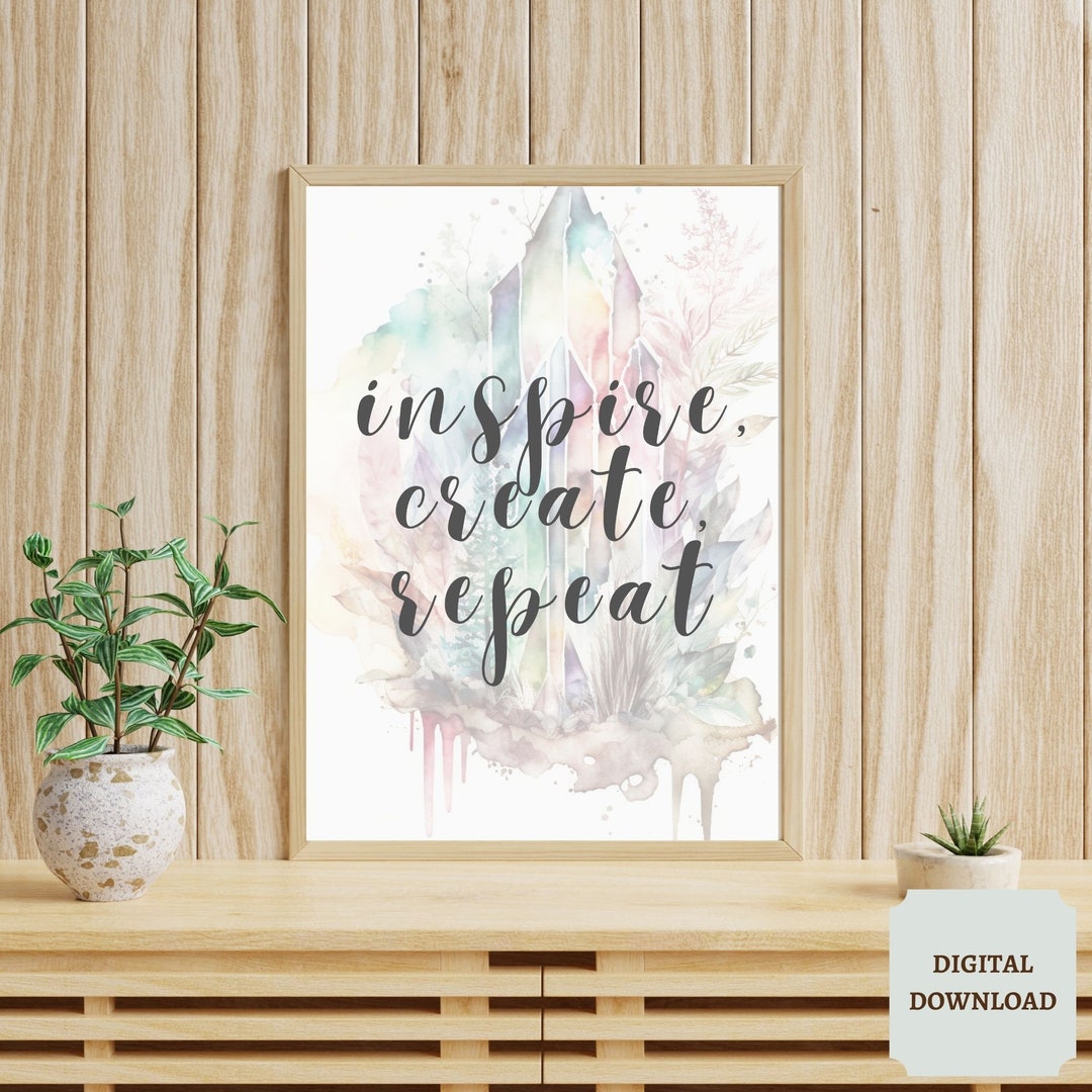 Colorful, Pastel, Motivational Quote Printable Wall Art "inspire ...