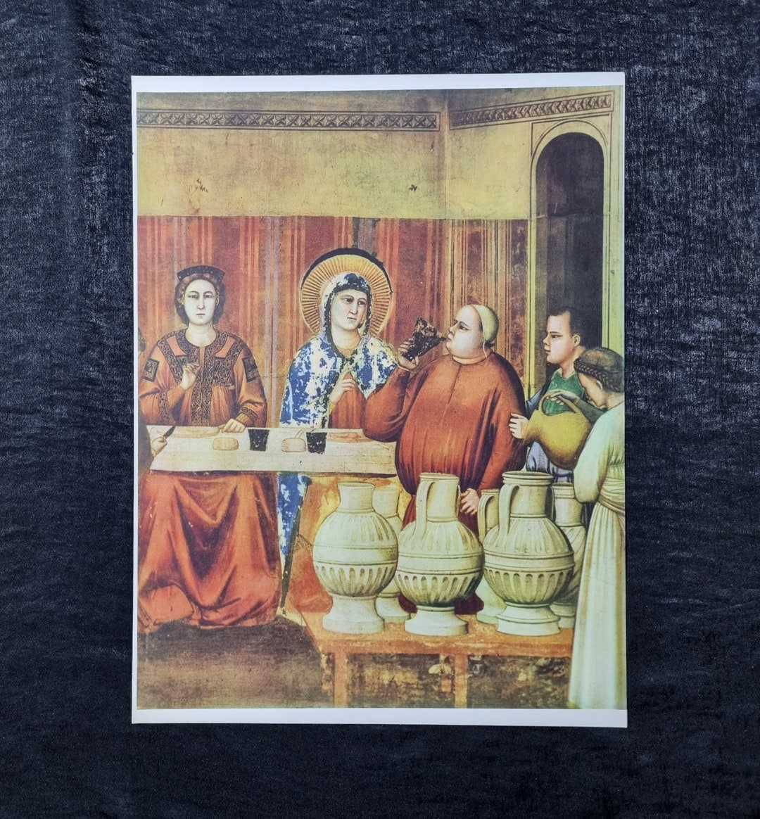 Giotto Di Bondone (1267 - 1337) "wedding at Cana" Vintage Lithographic ...