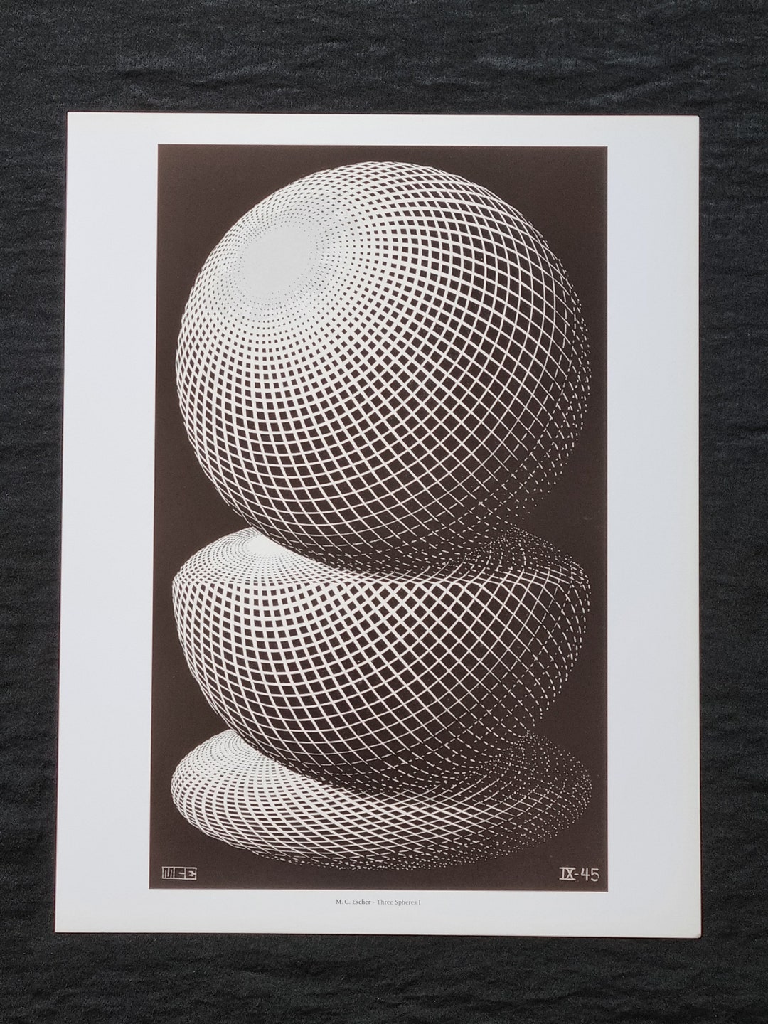M.C. Escher "three Spheres I, 1945" Vintage Poster From 2004 Monochrome ...