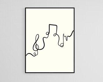 Piano Music One Line Drawing Wall Art Decor Poster - Etsy