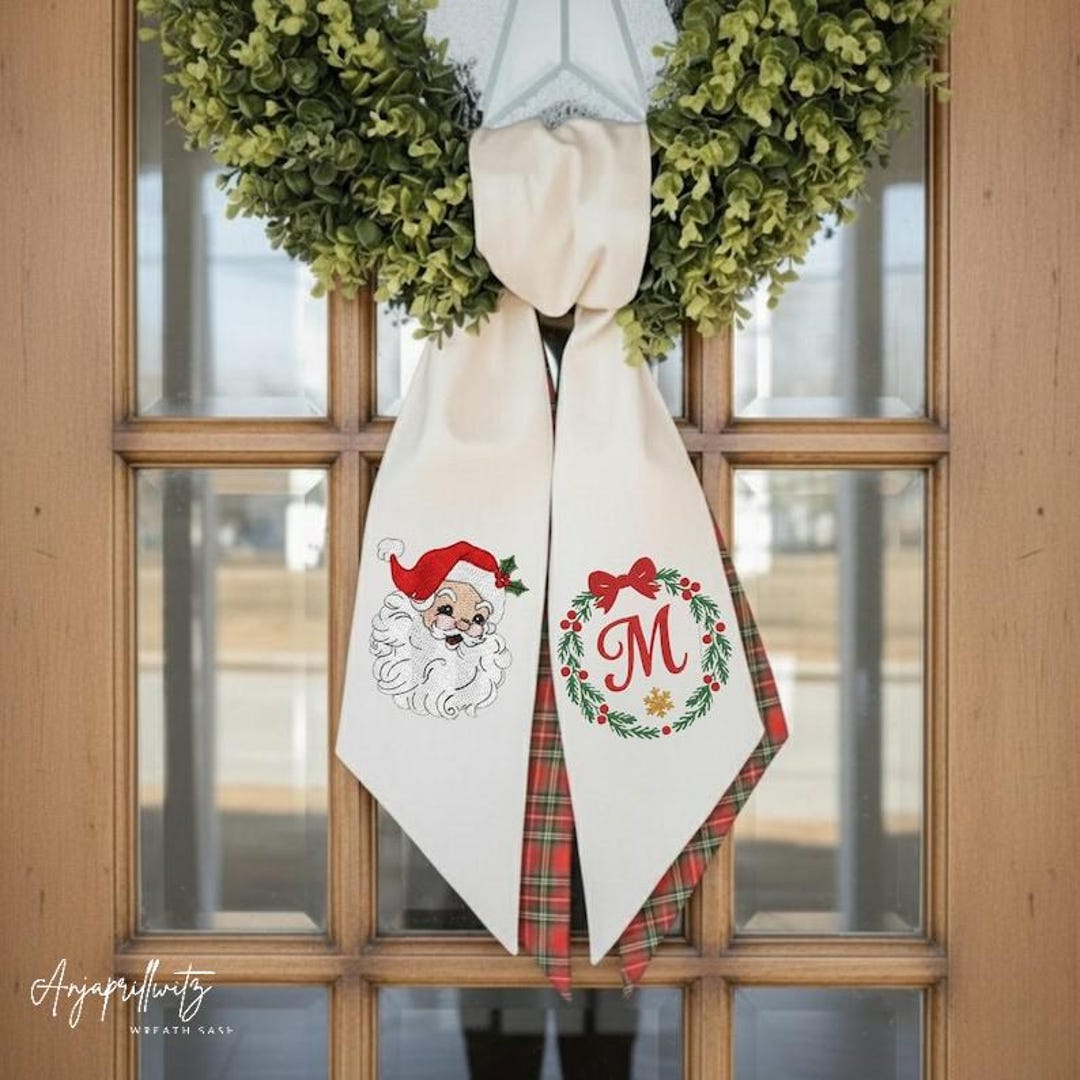 Personalized Santa Wreath Sash| Classic Christmas Decor, Custom ...