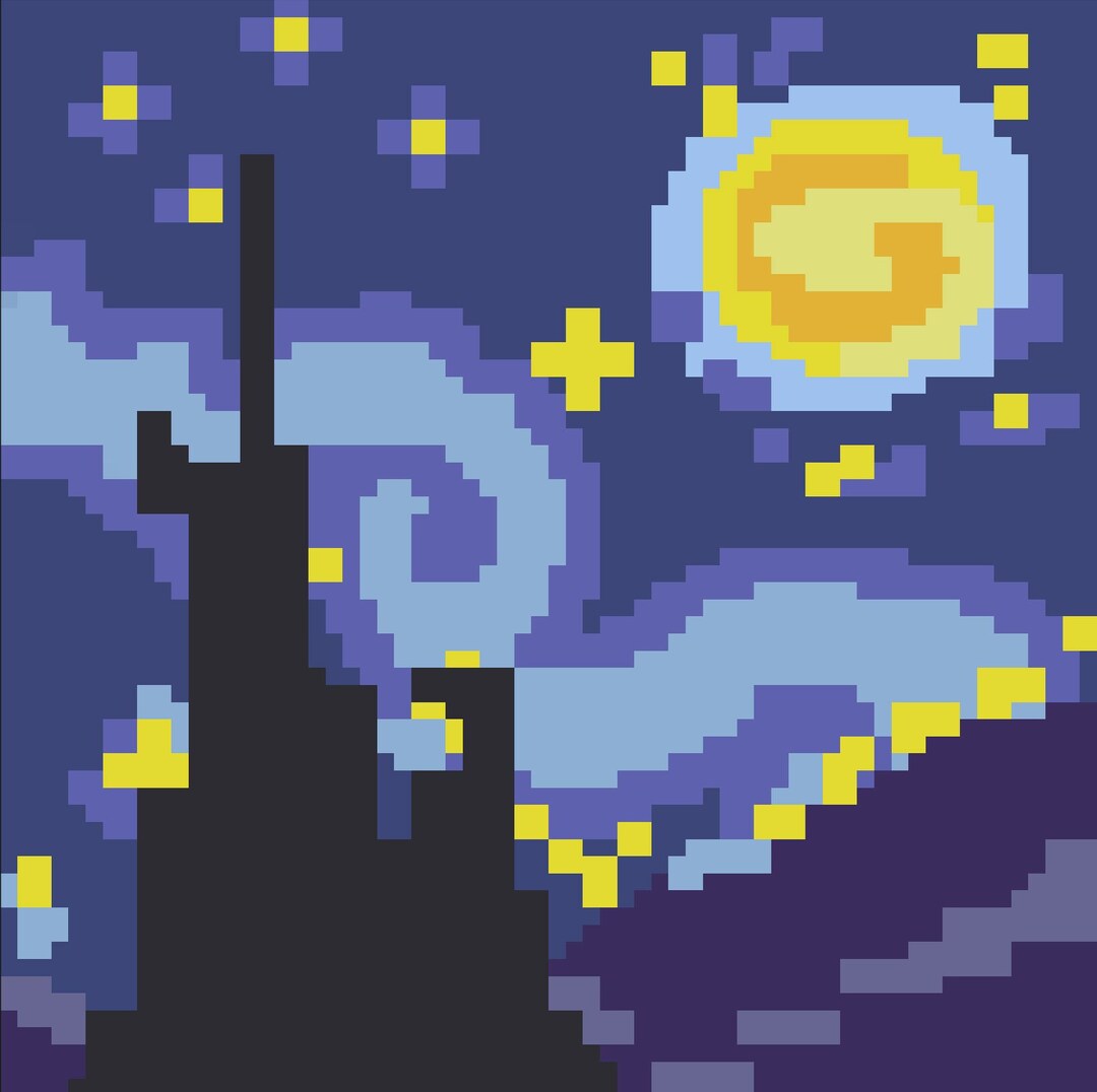 STARRY NIGHT Pixel Art Polaroid - Etsy