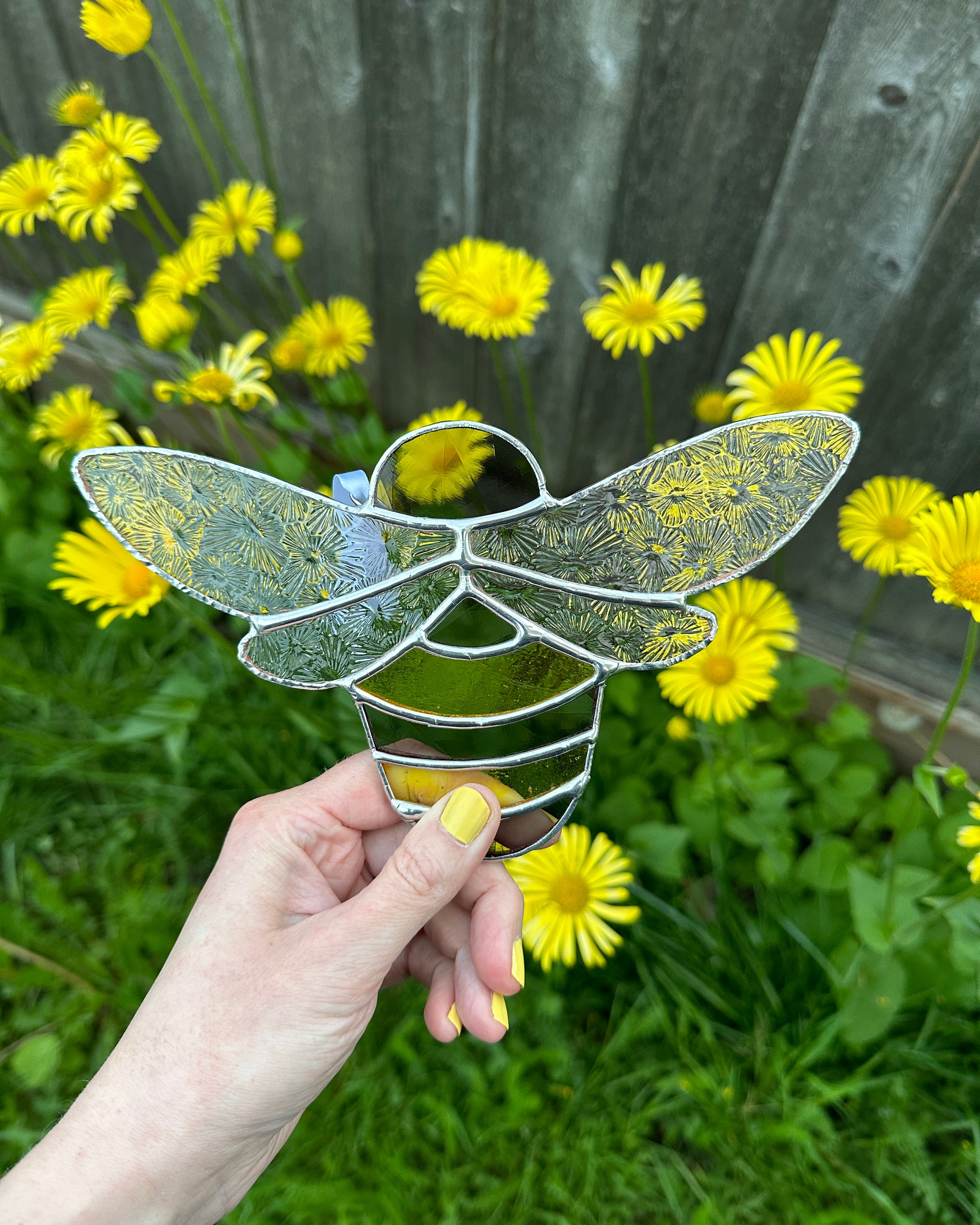 Stained Glass Bumble Bee Bee Suncatcher Modern Window Decor Nature ...