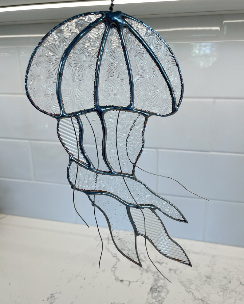 Stained Glass Jellyfish Jellyfish Suncatcher Modern Window - Etsy