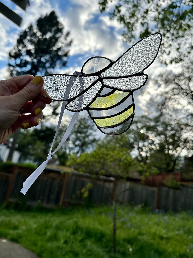Stained Glass Bumble Bee | Bee Suncatcher | Modern Window Decor ...