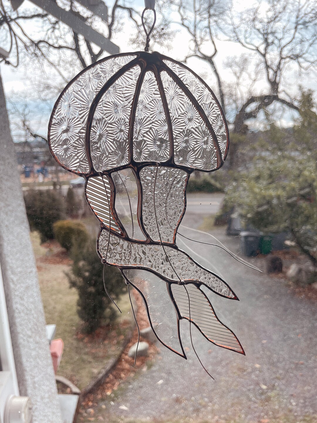 Stained Glass Jellyfish | Jellyfish Suncatcher | Modern Window Decor ...